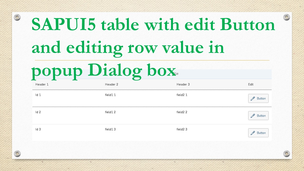 Sapui5 Table With Edit Button And Editing Row Value In Popup Dialog Box